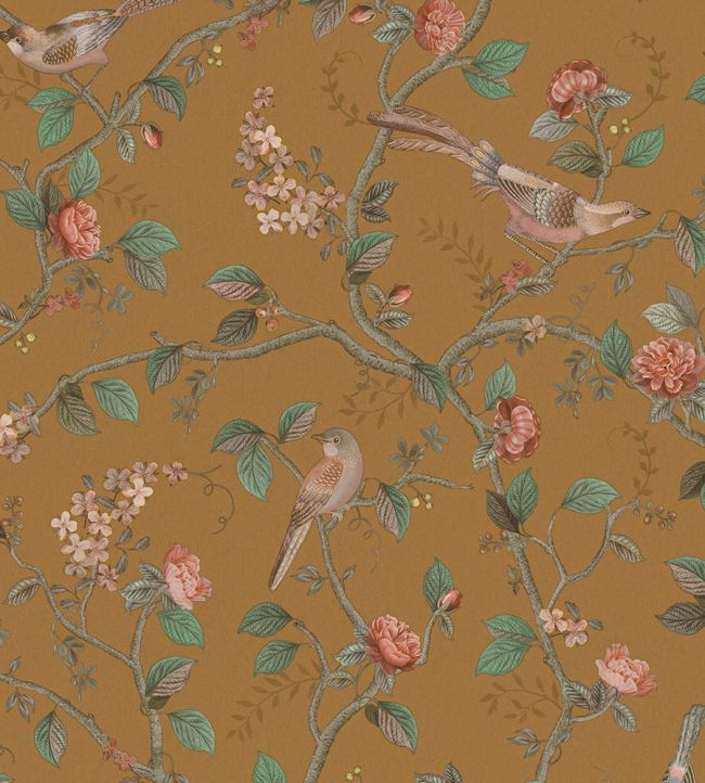 Good Nightingale Wallpaper in Ocher by Eijffinger | Jane Clayton