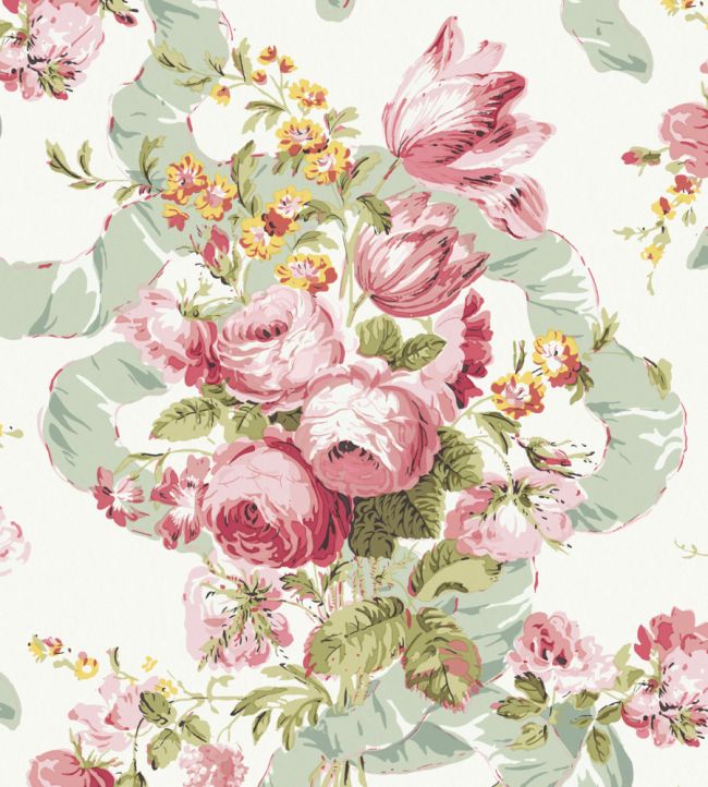 Grand Bouquet Wallpaper in Rose by Warner House | Jane Clayton