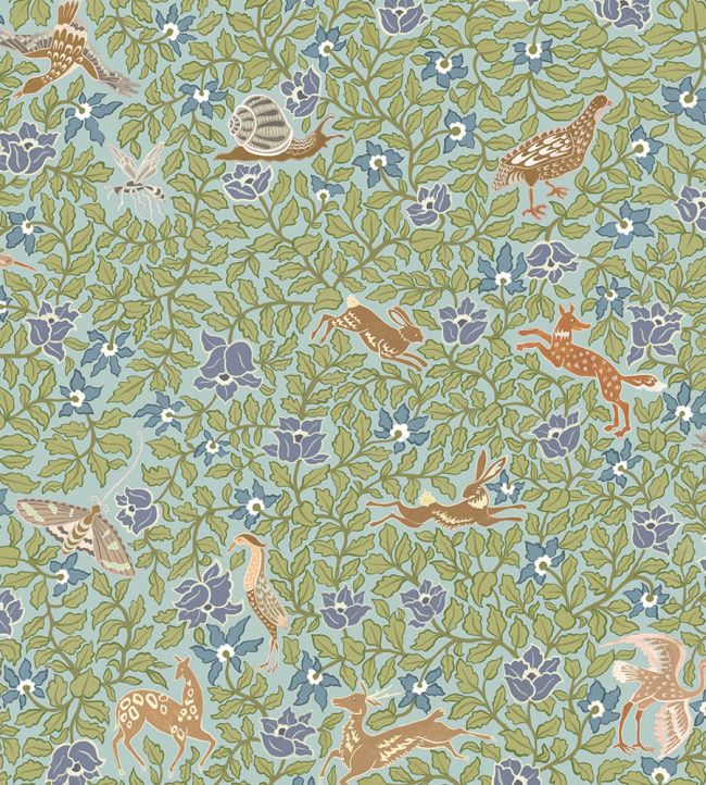 Haresfield Walk Wallpaper in Blue by Josephine Munsey | Jane Clayton
