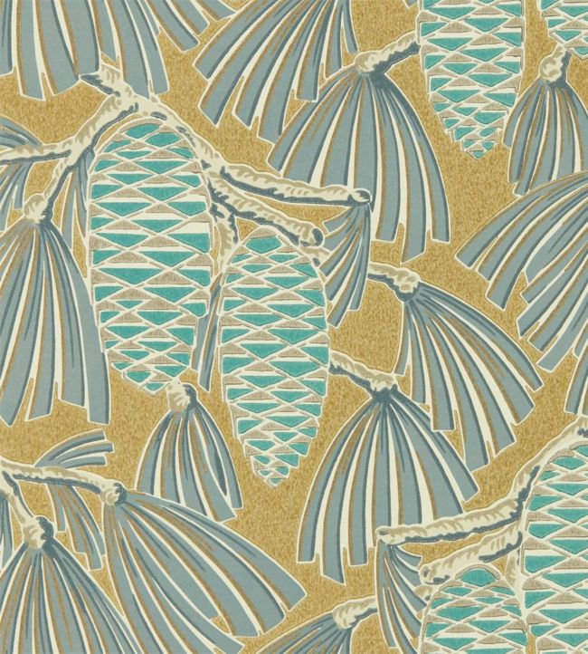 Foxley Wallpaper by Harlequin in Kingfisher/Gold | Jane Clayton