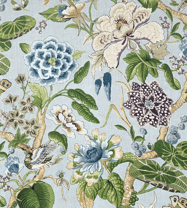 Hill Garden Fabric in Spa Blue by Thibaut | Jane Clayton