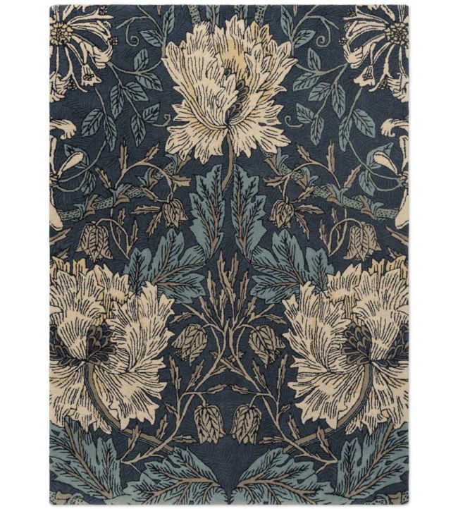 Honeysuckle & Tulip Rug in Woad/Thyme by Morris & Co | Jane Clayton