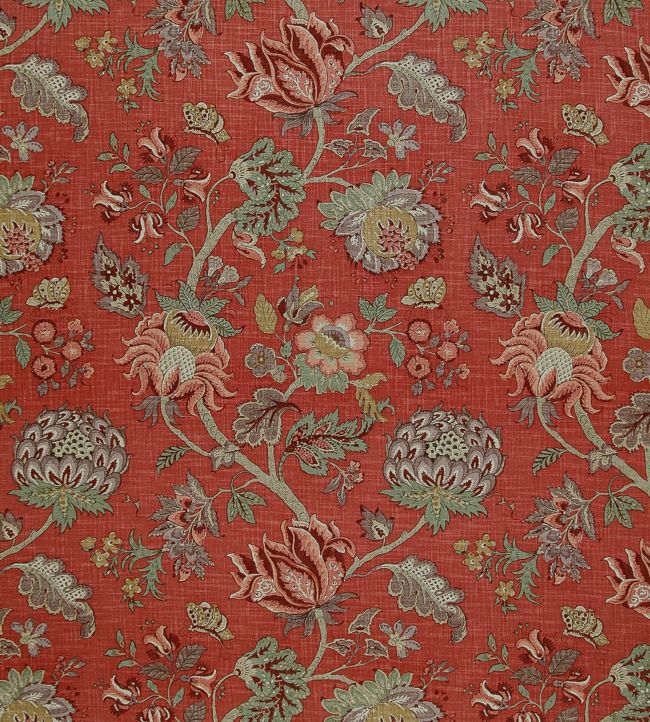 Oleander Fabric by Ian Sanderson in Chilli Pepper | Jane Clayton