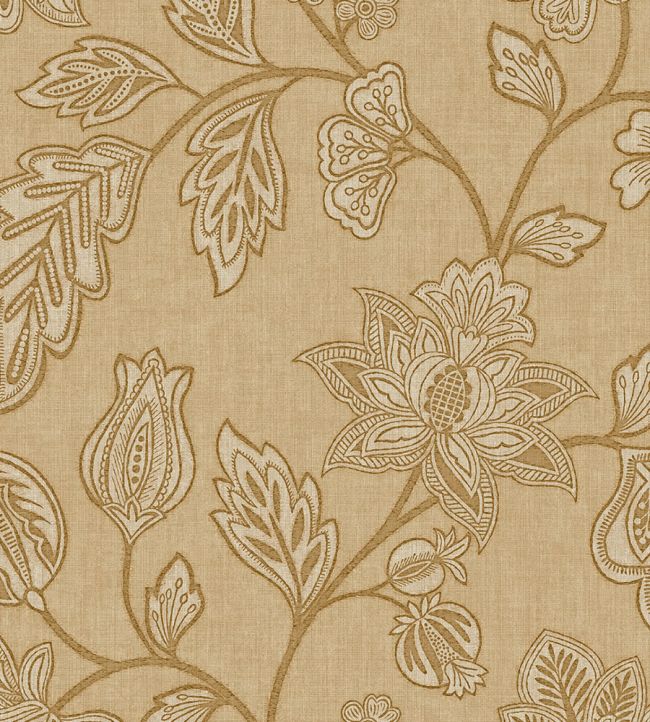 Ikat Flower Trail Wallpaper in Amber by Eijffinger | Jane Clayton