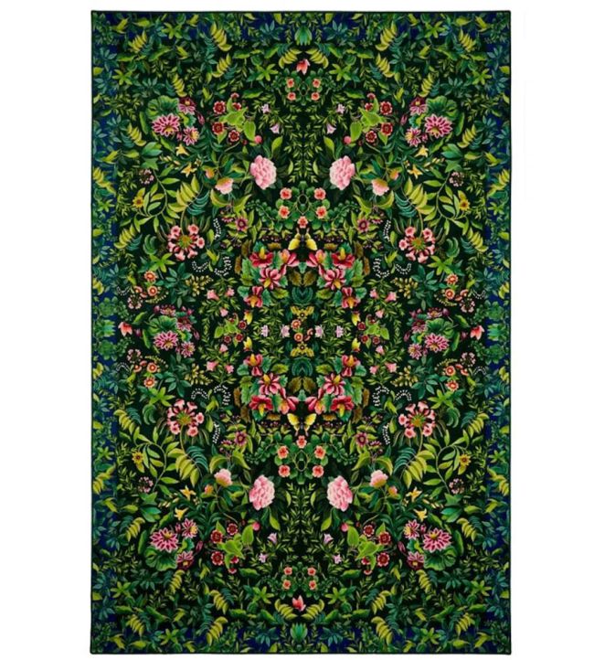 Ikebana Damask Rug in Emerald by Designers Guild | Jane Clayton