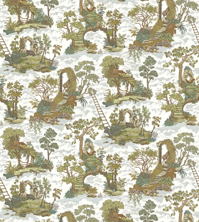 Islet Hoping Wallpaper in Olive and Blue by Josephine Munsey | Jane Clayton