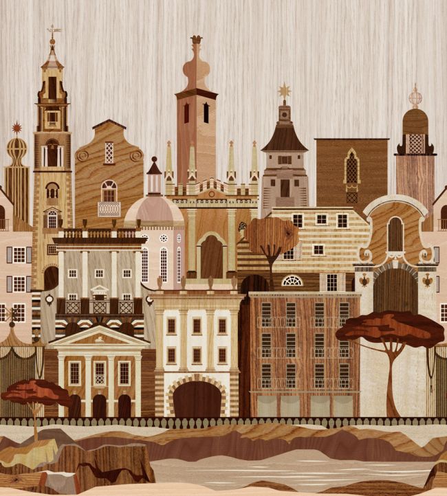 Italianate Wallpaper mural in Marquetry by Mini Moderns | Jane Clayton