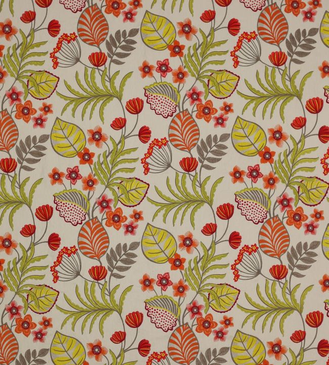 Samba Fabric by Jane Churchill in Red/Green | Jane Clayton