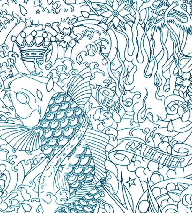 Horimono Wallpaper by Jean Paul Gaultier in Canard | Jane Clayton