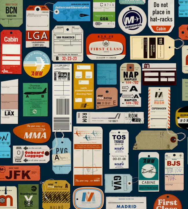 Jet Set Wallpaper in Midnight by Mini Moderns | Jane Clayton