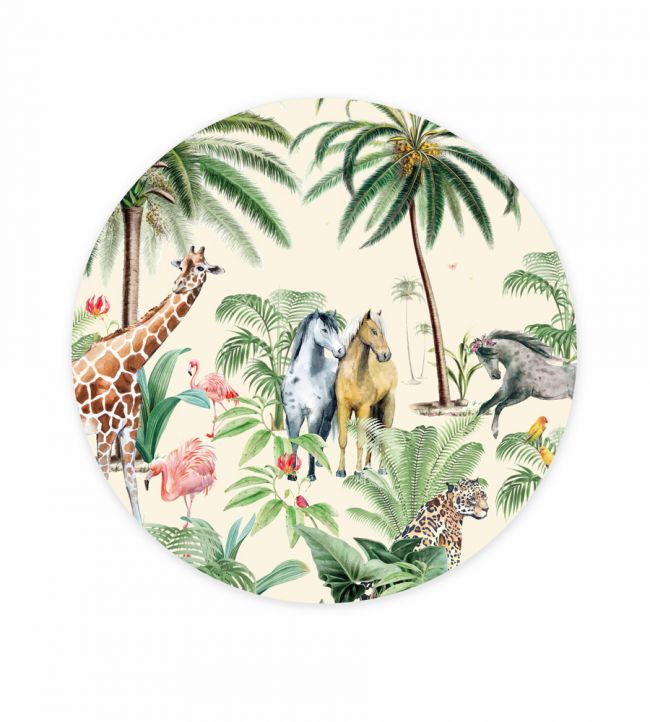 Jungle Horse Circle Ø 95cm Circle Wall Mural in Green by Creative Lab ...
