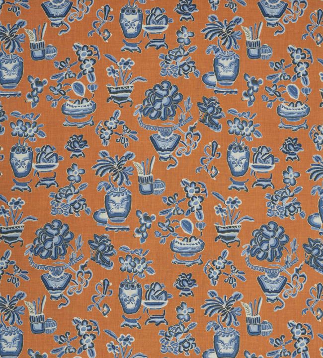 Kalong Vases Fabric in Persimmon by Jim Thompson | Jane Clayton