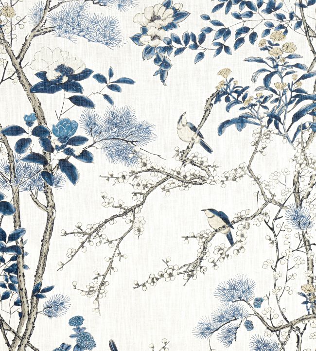 Katsura Fabric in Blue and White by Thibaut | Jane Clayton