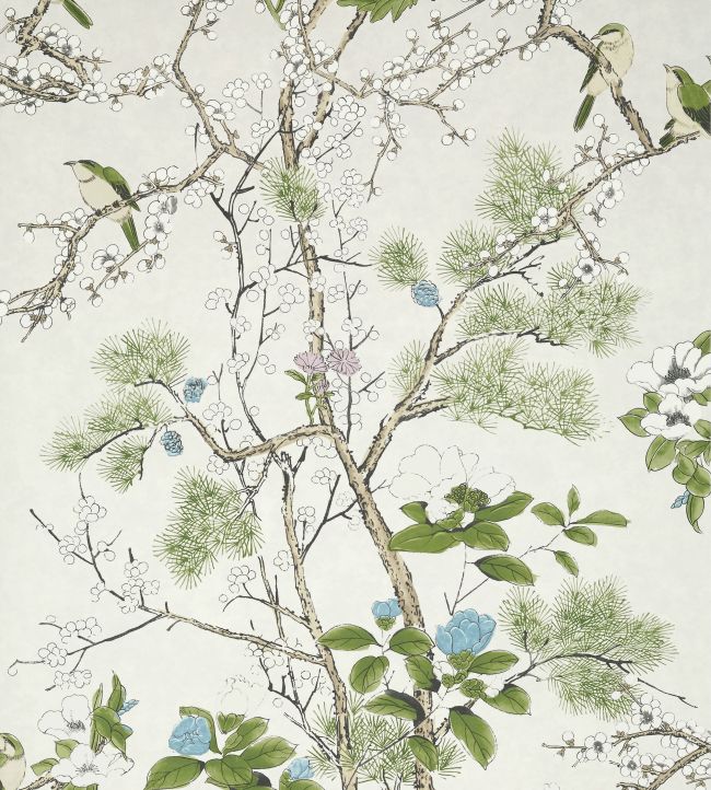 Katsura Wallpaper in Cream and Lavender by Thibaut | Jane Clayton