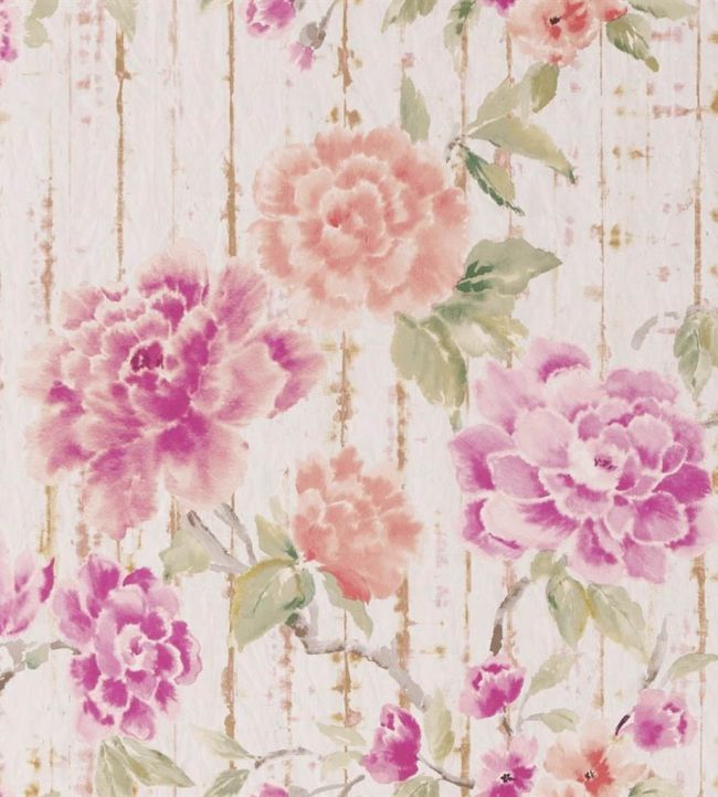 Kyoto Flower Wallpaper in Coral by Designers Guild | Jane Clayton