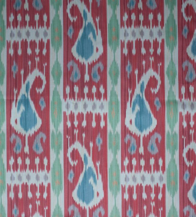 Leila Ikat Fabric in Cherry & Jade by Titley and Marr | Jane Clayton