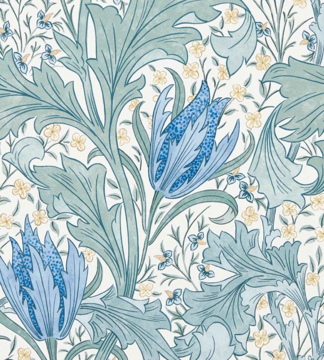 Lent Lily Wallpaper in Cornflower Blue by Morris & Co | Jane Clayton