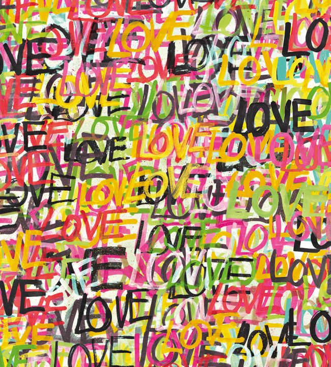 Love Scribble Wallpaper in Multi Riot by Ohpopsi | Jane Clayton