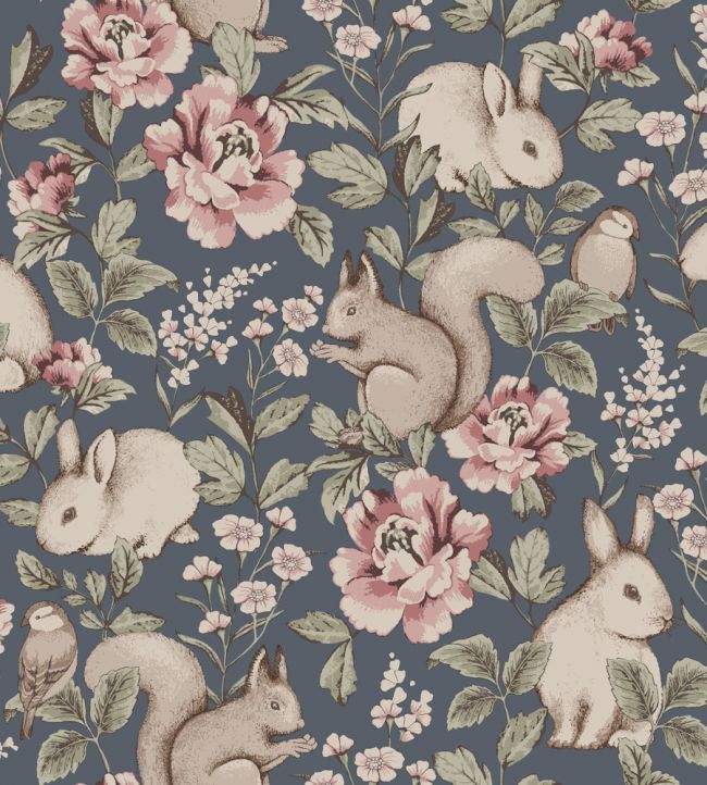 Magic Forest Wallpaper in Midnight Blue by Borastapeter | Jane Clayton