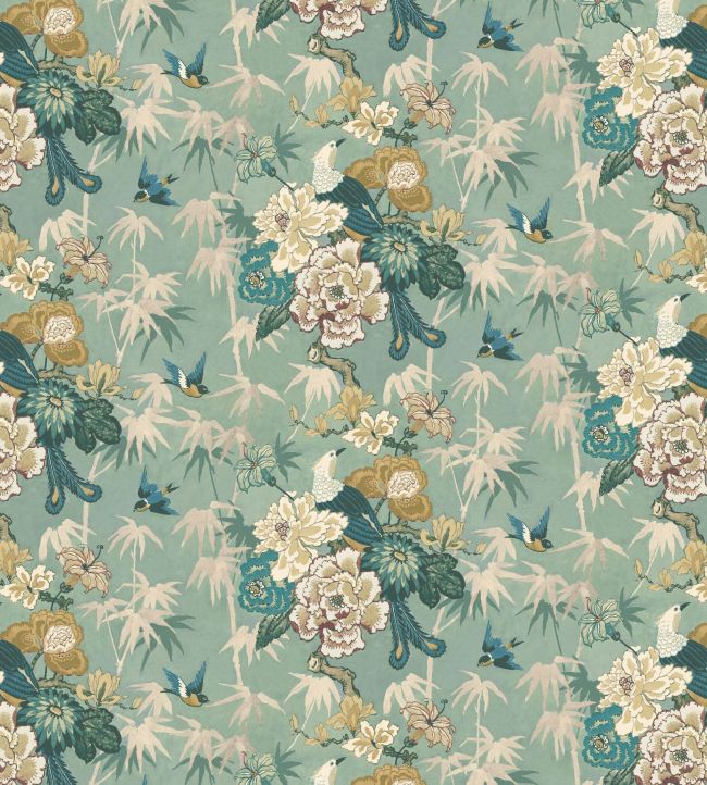 Maluku Wallpaper in Jade by Arley House | Jane Clayton