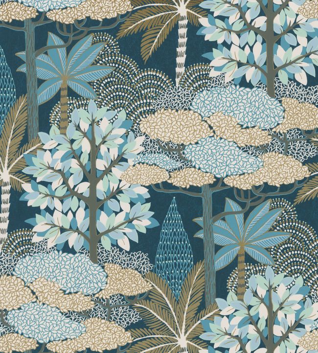Marakanda Wallpaper in Marine / Dore by Casamance | Jane Clayton