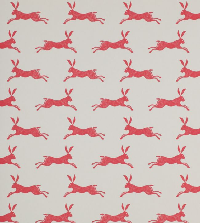 March Hare Wallpaper in Red by Jane Churchill | Jane Clayton