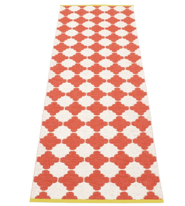 Marre Runner Rug in Coral Red/Vanilla by Pappelina | Jane Clayton