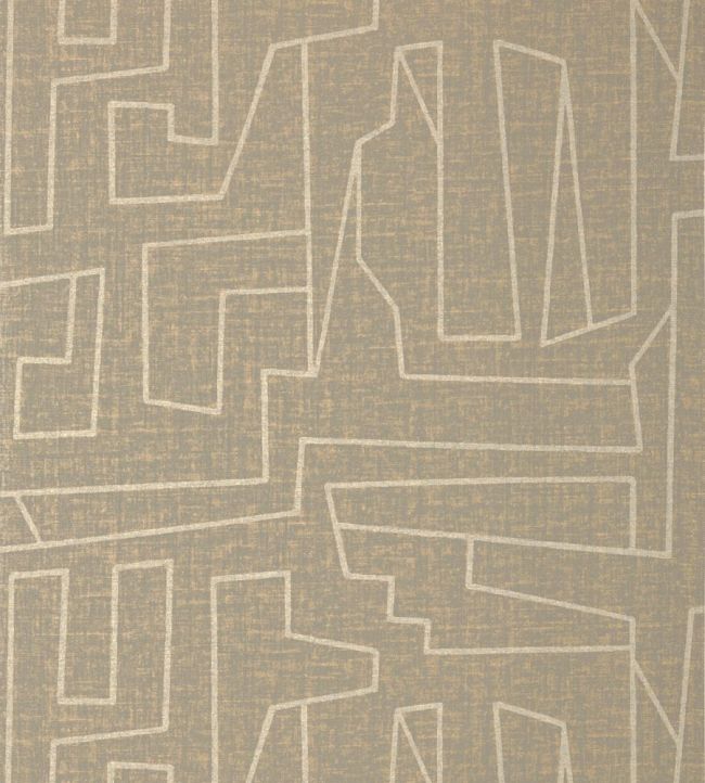 Matrix Wallpaper in Metallic Gold and Grey by Thibaut | Jane Clayton