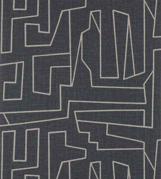 Matrix Wallpaper in Off White on Black by Thibaut | Jane Clayton