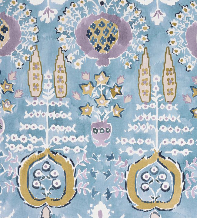 Mendoza Suzani Fabric in French Blue and Lavender by Thibaut | Jane Clayton
