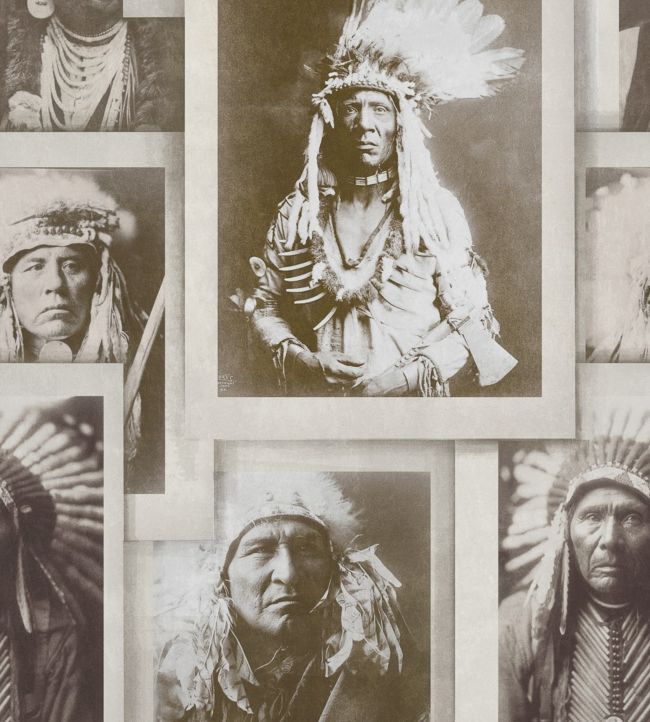 Indian Chiefs Wallpaper by MINDTHEGAP in Sepia | Jane Clayton