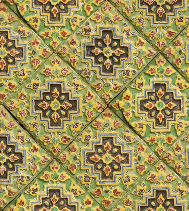 Italian Tile Wallpaper by MINDTHEGAP in Yellow | Jane Clayton