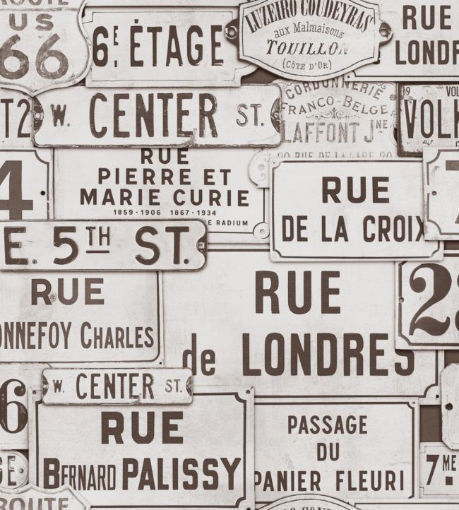 Street Signs Wallpaper by MINDTHEGAP in Sepia | Jane Clayton