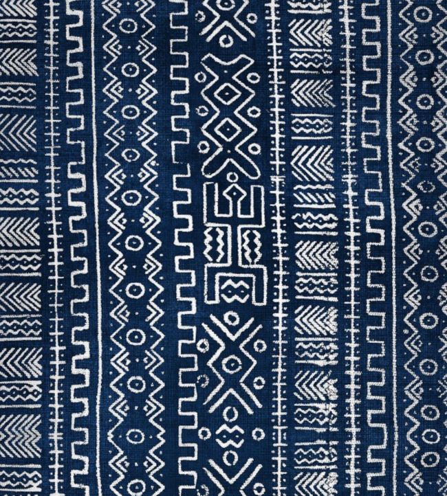 Bogolanfini Wallpaper by MINDTHEGAP in Blue,White | Jane Clayton