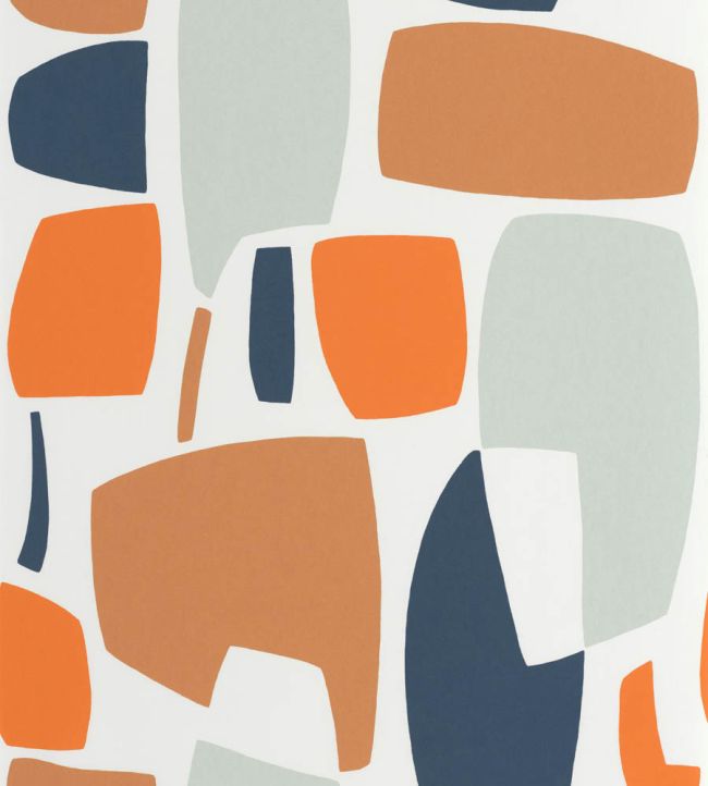 Module Wallpaper in Orange/Celadon by Casadeco | Jane Clayton