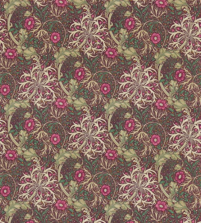 Morris Seaweed Fabric by Morris & Co in Aubergine/Bayleaf | Jane Clayton