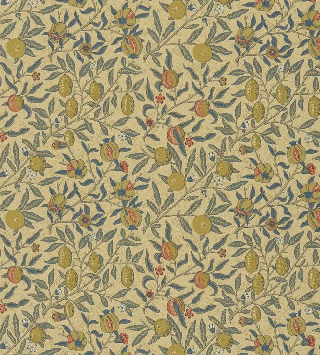 Fruit Fabric by Morris & Co in Mustard/Blue | Jane Clayton