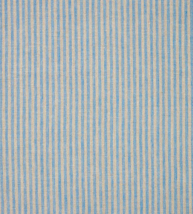 Narrow Stripe Linen Fabric in Cornflower Blue/Natural by Volga Linen ...