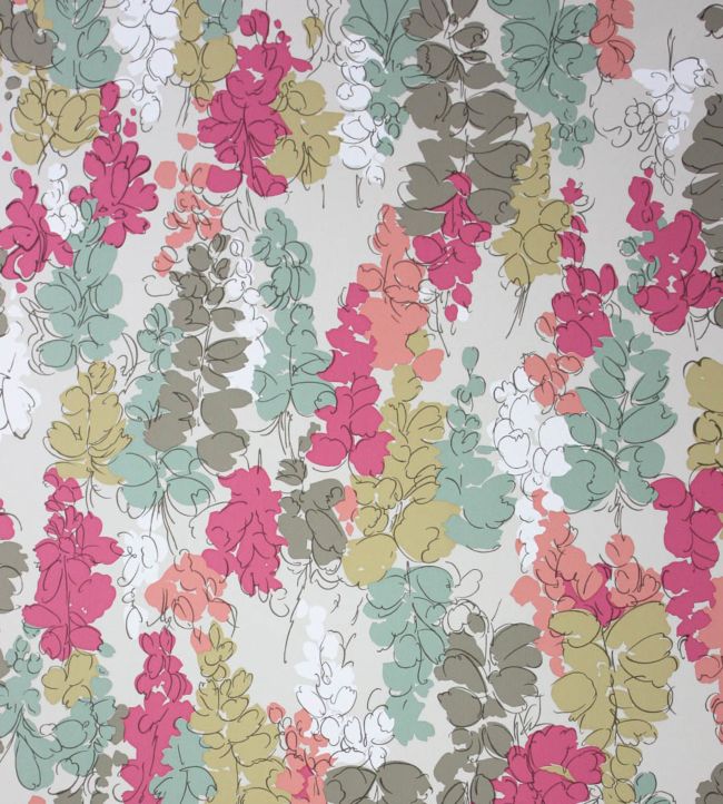 Fairfield Wallpaper by Nina Campbell in Aqua/Rose Pink | Jane Clayton