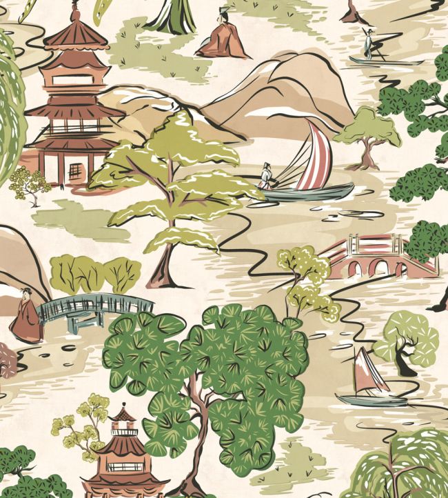 Oka Wallpaper in Evergreen by Ohpopsi | Jane Clayton