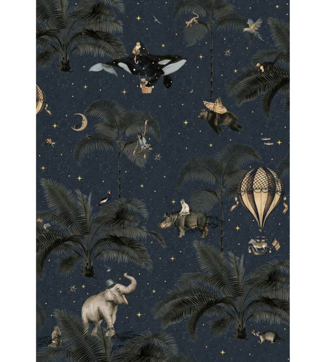 Oliver Teddy Wallpaper mural in Blue by Creative Lab | Jane Clayton