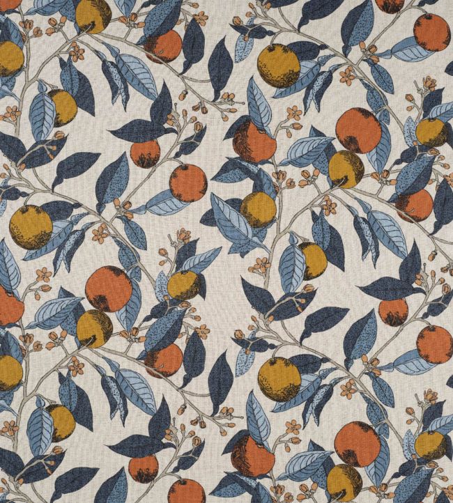 Orange Grove Fabric in Tangelo Blue by James Hare | Jane Clayton
