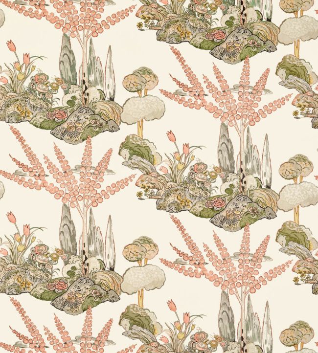 Orleans Fabric in Apricot and Ginger by Thibaut | Jane Clayton