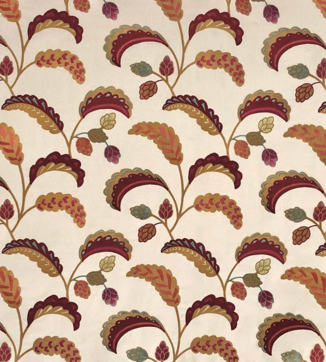 Palm Wave Fabric in Garnet by Ian Sanderson | Jane Clayton