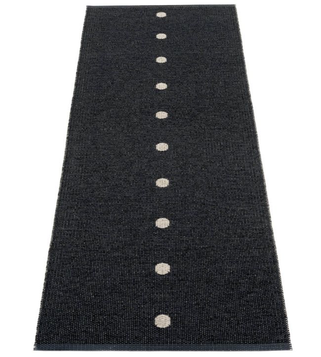 Peg Runner Rug in Black/Linen by Pappelina | Jane Clayton