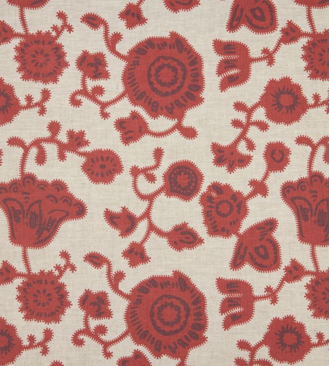Persian Poppy Fabric in Red by Volga Linen | Jane Clayton