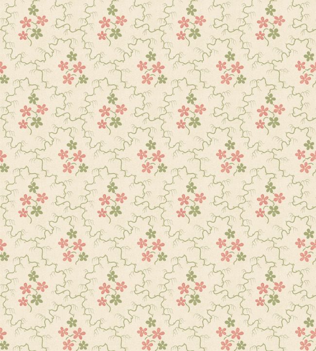 Posy Wallpaper in Green/Red by GP & J Baker | Jane Clayton