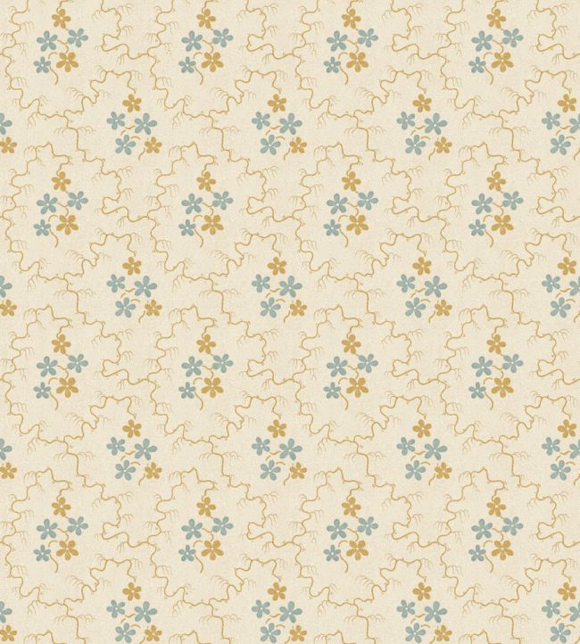 Posy Wallpaper in Ochre/Blue by GP & J Baker | Jane Clayton