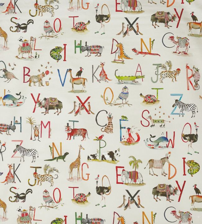 Animal Alphabet Fabric by Prestigious Textiles in Fudge | Jane Clayton
