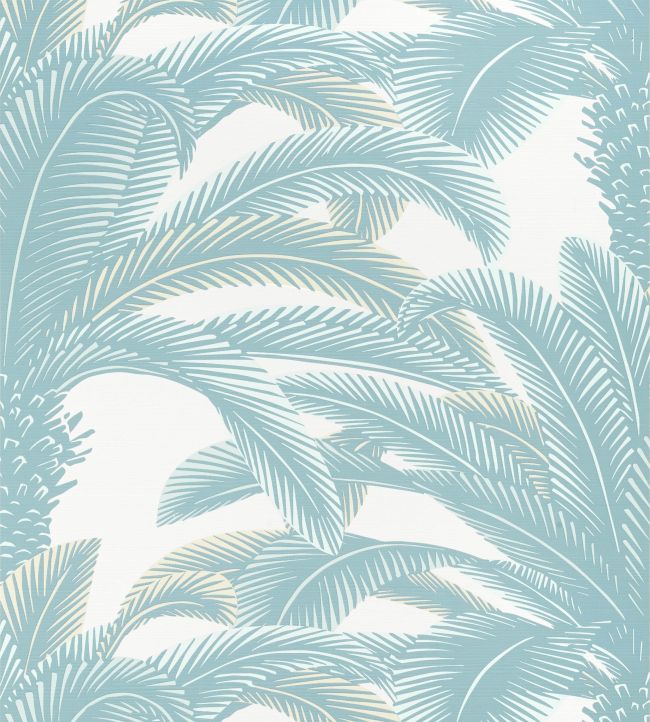 Queen Palm Wallpaper in Spa Blue by Thibaut | Jane Clayton